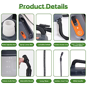 BHeadCat Battery Powered Garden Sprayer 1 Gallon/4L, Electric Pump Sprayer with Lockble Handle and USB Cable, Portable Sprayer with Adjustble Nozzle and Shoulder Strap for Garden Lawn Cleaning