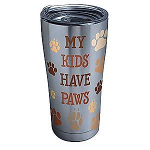 Tervis My Kids Have Paws Stainless Steel Tumbler with Clear and Black Hammer Lid 20oz, Silver