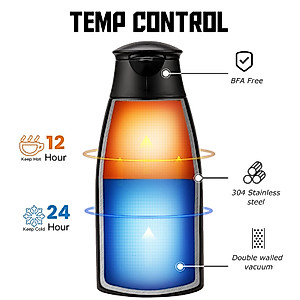 Tgvasz 68Oz Insulated Carafe for Hot Liquids/Thermal Coffee Carafe, Airpot Stainless Steel Coffee Carafes for Keeping Hot Coffee & Tea Hot -12Hours, Double Walled Vacuum Coffee Carafe (Black, 2L)