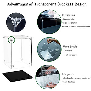 Gemutlich Acrylic Display Case 3mm Thickness Inner 15 x 8 x 7 Inches, Solid Wooden Base Dustproof Clear Display Box Showcase for Lego Cars Diecast Model Cars 10295 10300 42123 21317 10290 21328 10282