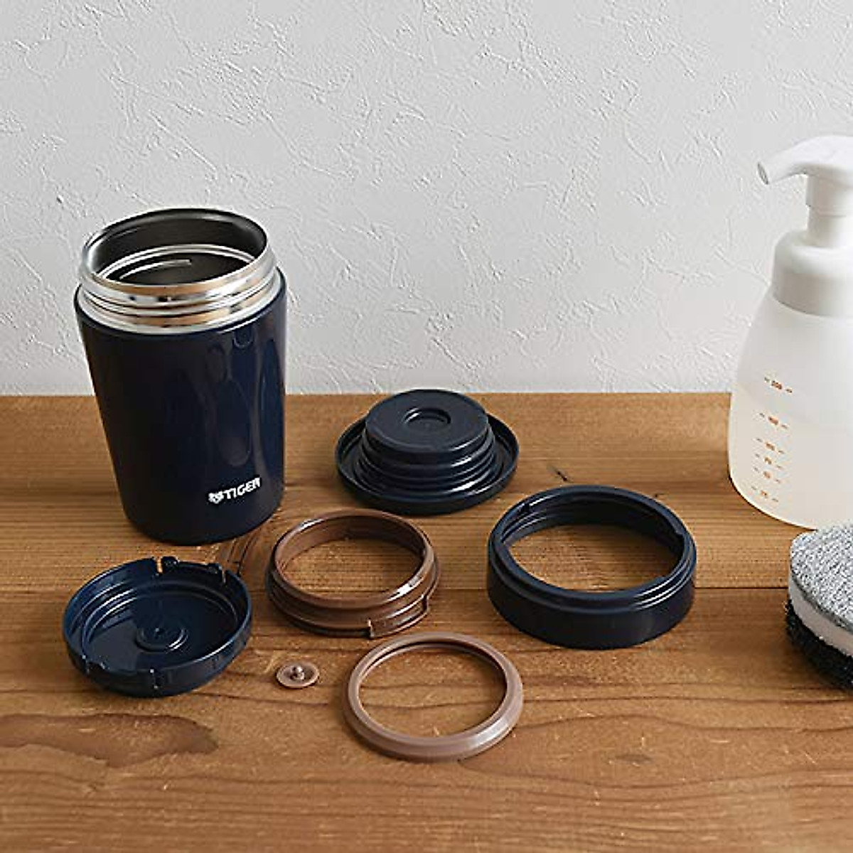 Tiger MCL-B038-AI Tiger Thermos Bottle, Vacuum Insulated, Soup Jar, 12.8 fl oz (380 ml), Heat Retention, Bento Box, Wide Mouth, Round Bottom, Indigo Blue