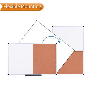 VIZ-PRO Magnetic Dry Erase Board and Cork Notice Board Combination, 36 X 24 Inches, Silver Aluminium Frame