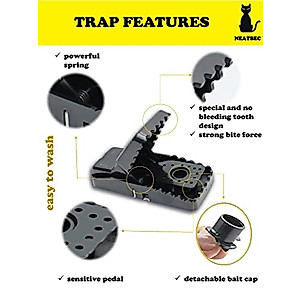 Reusable Mouse Trap with Gloves Indoor and Outdoor (Pack of 6,8 and 12) Safe Mouse Trap Easy to Clean and Setup Bait Reacting Quickly, Reusable and Durable Neatbec (Pack of 6)