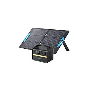 Anker 535 Solar Generator, Powerhouse 512Wh with 100W Solar Panel, Power Station with LiFePO4, 4 * 110V AC Outlets, 60W USB-C PD Output, LED Light for Outdoor Camping, RV, Power Outage(Anker Solix)
