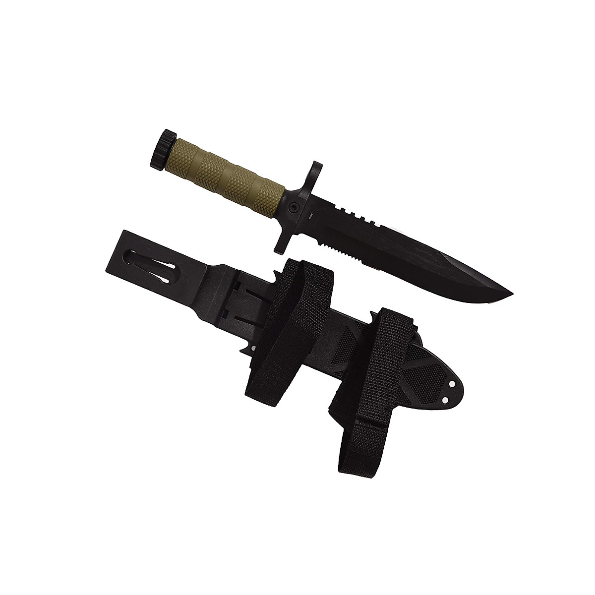 12.75" TACTICAL SURVIVAL Rambo Hunting FIXED BLADE For Practical Use Durable Knife Army Bowie w SHEATH (Style 2 Green)