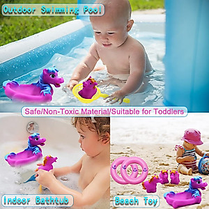 Kids Bath Toys Family Bath Set Horse,8 Pcs New Born Baby Floating Bathtub Toys Animal Rubber Squirting Water Games Pool Pleasure for Preschool Toddler,Unicorn Interactive Bathroom Shower Girls Gift