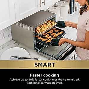 Ninja DT251 Foodi 10-in-1 Smart XL Air Fry Oven, Bake, Broil, Toast, Air Fry, Roast, Digital Toaster, Smart Thermometer, True Surround Convection up to 450°F, includes 6 trays & Recipe Guide, Silver