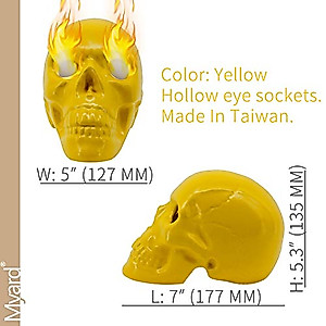 Myard Glaze Enamel Ceramic Fireproof Fire Skull Log for Gas or Wood Fireplace Fire Pit Campfire Bonfire Halloween Horror Decor (Qty 1, Yellow)