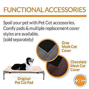 K&H Pet Products Original Pet Cot Elevated Dog Bed Chocolate/Black Mesh X-Large 32 X 50 X 9 Inches