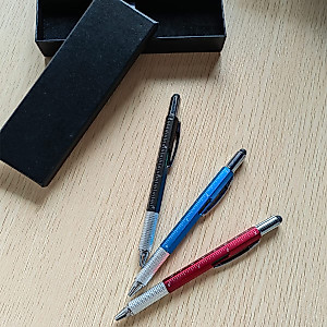 Ankaful Multi Tool Pen with Gift Box, 6 in 1 Multifunctional Gadget Pen with Stylus, Flat and Phillips Screwdriver Bit, Ruler, Level Gauge, Ballpoint Pen Unique Gifts for Men Dad(2 PCS-Red&Blue)