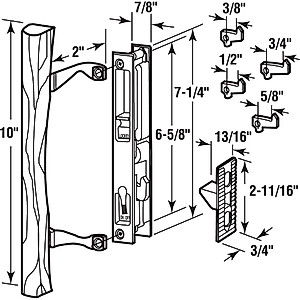Prime-Line C 1148 Chrome Diecast Sliding Door Handle Set with Wood Pull, fits Acorn Doors (Single Pack)