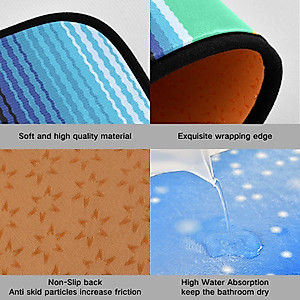 Mexican Serape Blanket Stripes Kitchen Rug Mats 2PCS Non Slip 47" x 20" + 28" x 20" Kitchen Carpet Floor Mat Hallway Rugs Anti Fatigue Doormat