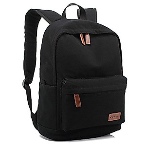 KAYOND Casual Style Lightweight canvas Laptop Bag/Durable Travel backpacks/Rucksack for Men&Women/Fashion Backpack Fits 15 inch Notebook (Black)