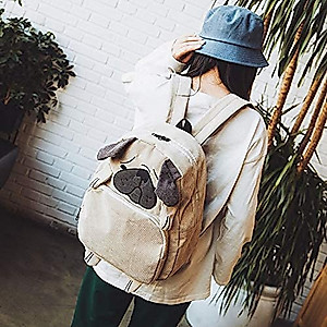 WILDFINDING 3D Dog/Fox Shape Backpack Cute Troubled Face Pug Animal Daypack For Girls (Dog), Medium