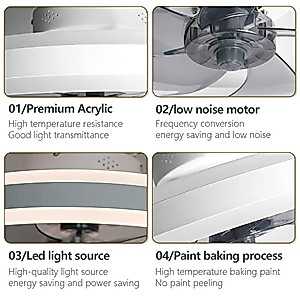 AHAWILL Modern Ceiling Fan with Light,Mute LED Dimmable Ceiling Fans with Remote Control,6 Speeds Reversible 60W Contemporary Ceiling Fan for Bedroom,Study Room,Dining Room,etc.(19.7" White)