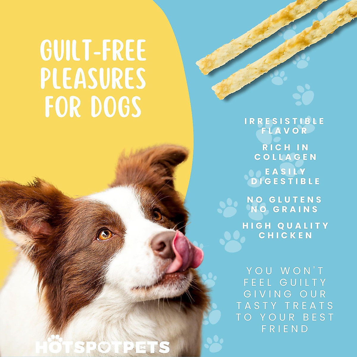 hotspot pets All Natural Rawhide Alternative Chicken Sticks for Dogs (30 Pack) Digestible Dog Chews Treats -Great for Oral Care Snacks (6'' Sticks)