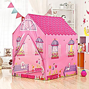 POCO DIVO Flower House Princess Castle Girls City Garden Pink Palace Play Tent Kids Playhouse
