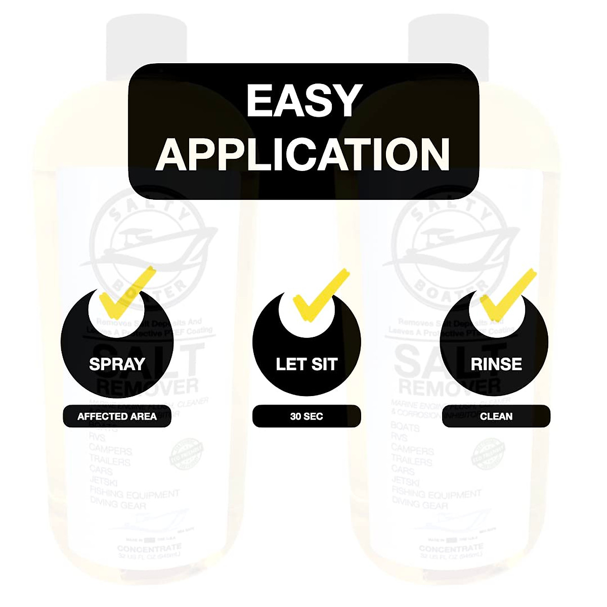 Salty Boater - Salt Remover for Boats - Boat Soap Marine - Salt Away for Boats - Salt Remover Engine Flush - Boat Cleaner - Boat Cleaning Supplies (32oz) Color May Vary