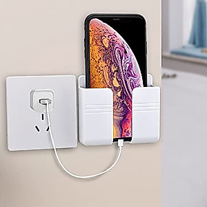 ICOBES Mobile Phone Stand Mobile Phone Charging Stand Bedside Hanging Holder Multifunction Wall Paste Mounted Bracket Remote Control Mounted Storage Box (Color : White)