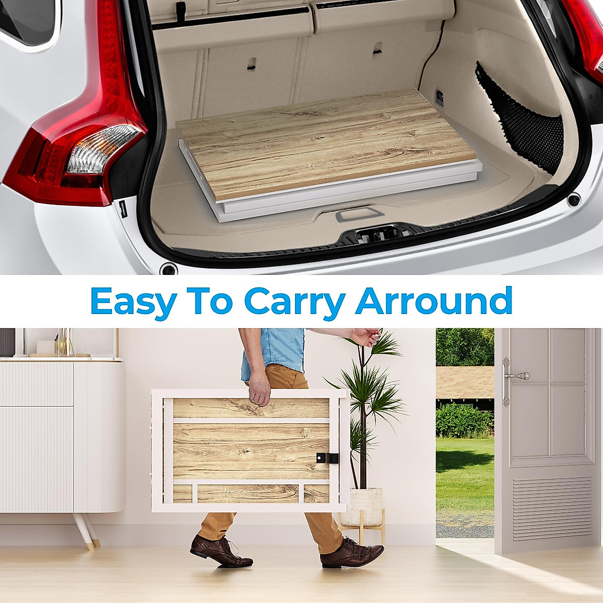 GreenForest Folding Desk No-Assembly, 31.5 in Small Desk for Small Spaces, Computer Desk for Home Office, Space Saving Foldable Table, Study Writing Desk, Oak White