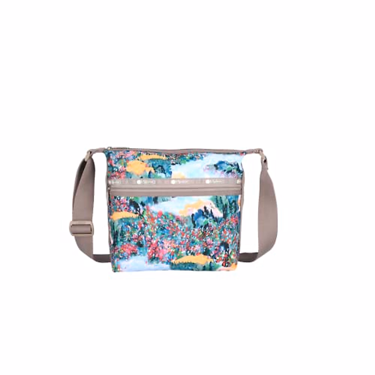 LeSportsac Scenic Brush Small Hobo Crossbody Handbag, Style 3709/Color E554, Vibrant Wildflowers & Soothing Landscapes Artfully Arranged in a Watercolor Inspired Dreamy Summer Palette