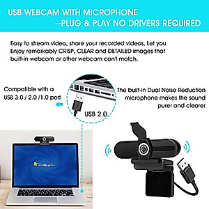 XPCAM 4K Webcam, Webcam 8MP HD Computer Camera with Microphone, Pro Streaming Web Camera with Privacy Shutter and Tripod, Desktop Laptop USB Webcams