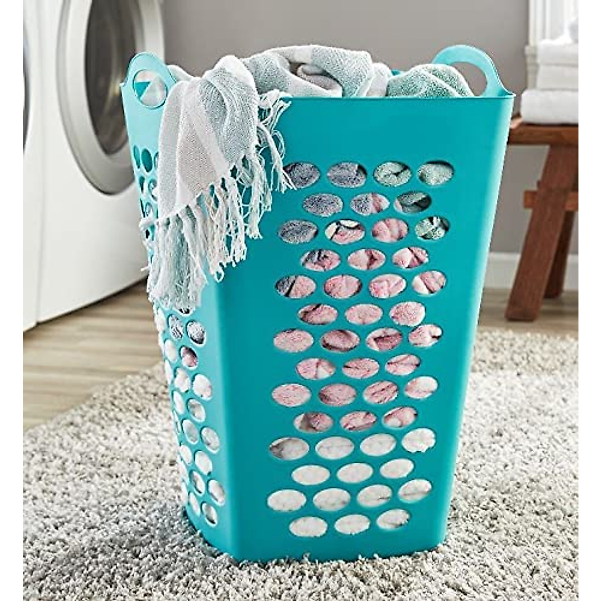CR-FUSE 2 Pcs of Mainstays Flexible Square Teal Laundry Hamper, Great Laundry Basket 26 Inches(2-Pack)