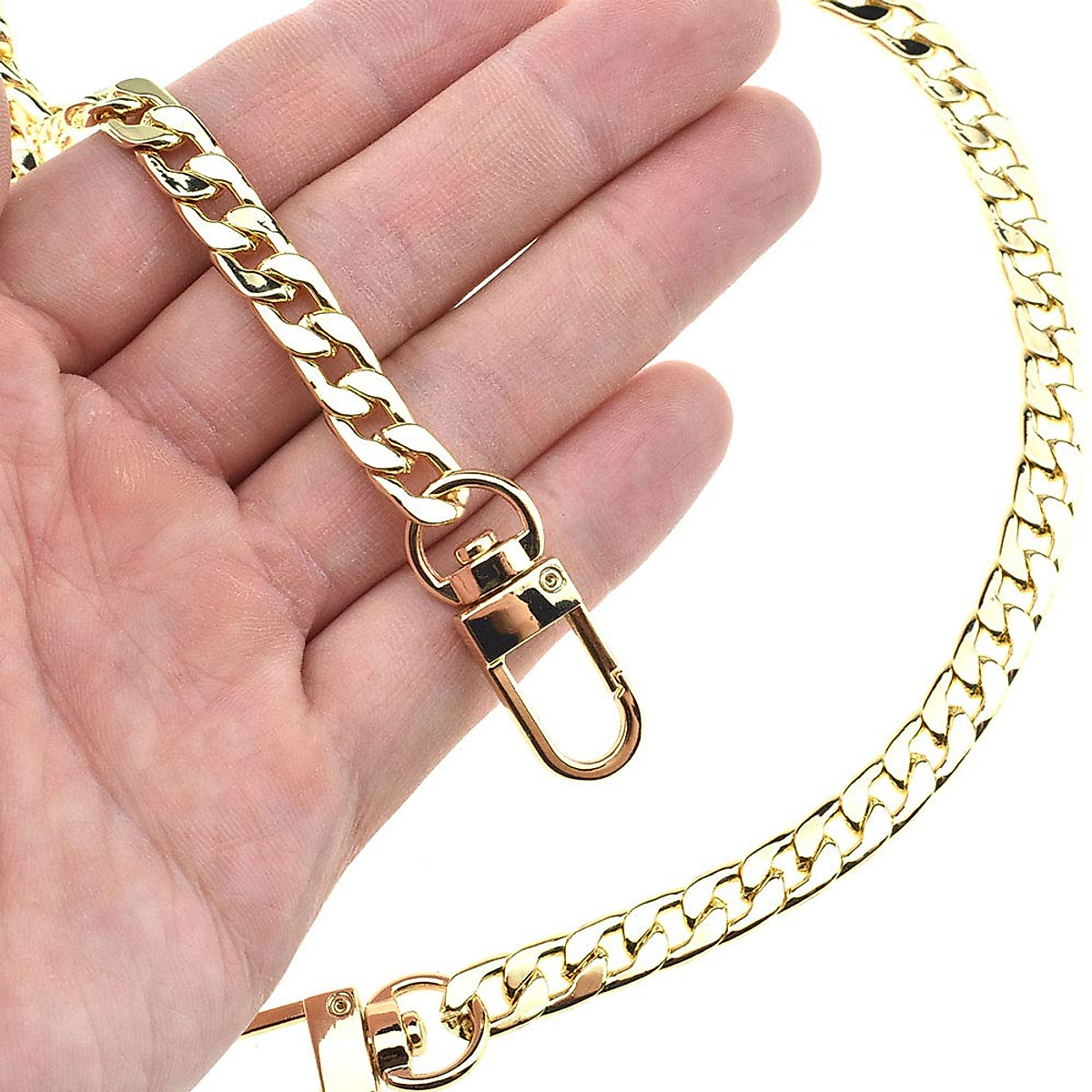 HAHIYO Mini Pochette Purse Chain Strap Slim Wide 7mm for LV Length 23.6 inches Extra Thick 2.6mm Shiny Gold for Shoulder Cross Body Sling Handbag Wallet Clutch Comfortable Flat Metal Strap 1 Pack