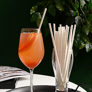 YAOSHENG Premium Disposable Drinking Paper Straws, Pack 100 White Iridescent Paper straws for Cocktail Party Supplies,Birthday,Bridal/Baby Shower,Juice,Shakes (White)