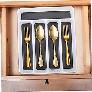 COLLBATH Storage Tray Kitchen Utensils Organizer Plastic Spoon Plastic Tray Compartment Silverware Drawer Organizer Silverware Organizer for Drawer Compartment Silverware Organizer Storage