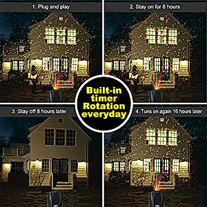COOWOO Christmas Laser Light Projector Red and Green Star Laser Lights Show with Timer for Outdoor Decorations Waterproof Landscape Lighting for Christmas and Holidays