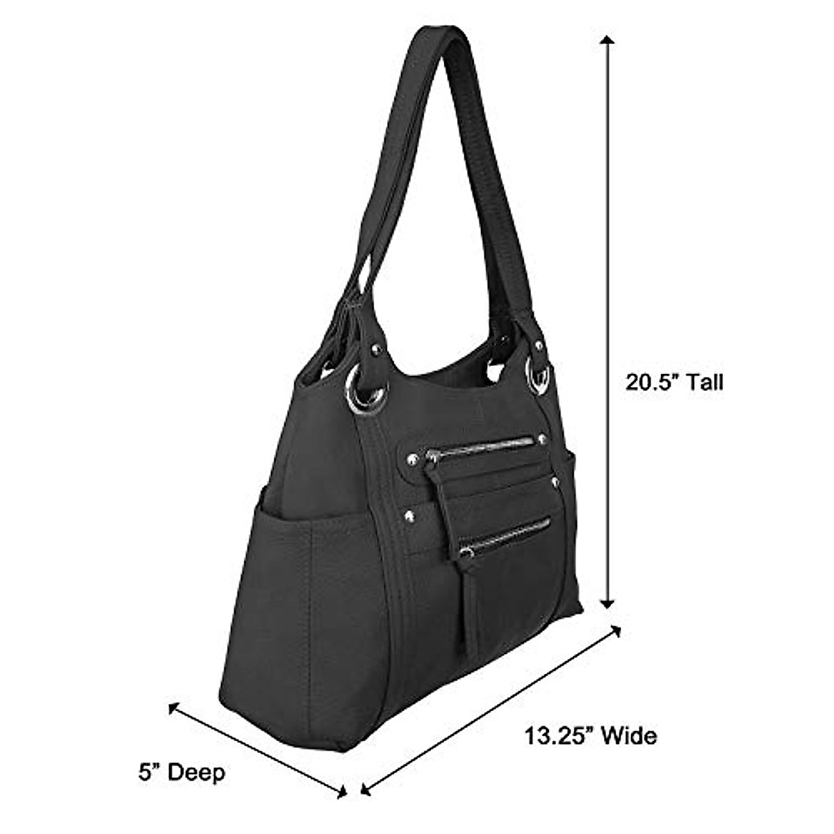 Roma Leathers Leather Locking Concealment Purse - CCW Concealed Carry Gun Shoulder Bag (Black)