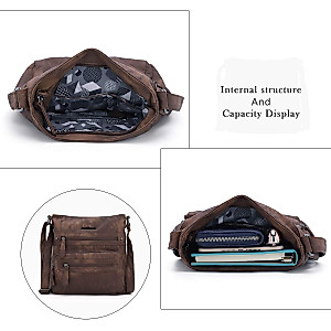 Angel Barcelo Crossover Purse and Handbags Crossbody Bags for Women,Ultra Soft Leather Neatpack Bag Shoulder Purses Brown