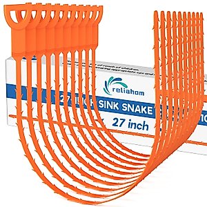 reliahom 10 Pack 27inch Long Drain Clog Remover, Drain Snake Clog Remover Tool Drain Cleaner Hair Clog Remover Sink Snake Drain Hair Catcher for Shower Kitchen Sink Bathroom Tub Sewer