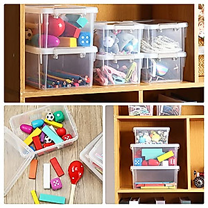 Tuanse 10 Pieces Storage Bins with Lids Bulk 3.2 Qt, 1.32 Qt Clear Small Plastic Storage Containers Stackable Boxes for Small Toy Bead Organizing
