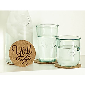 Y'all Texas Coaster Set Cork 3.5 Inch Coasters - 4 Texas Coasters Texas Gift