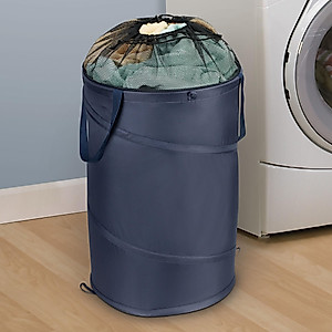 Household Essentials 2039 Pop-Up Laundry Hamper with Handles and Drawstring Closure, Blue