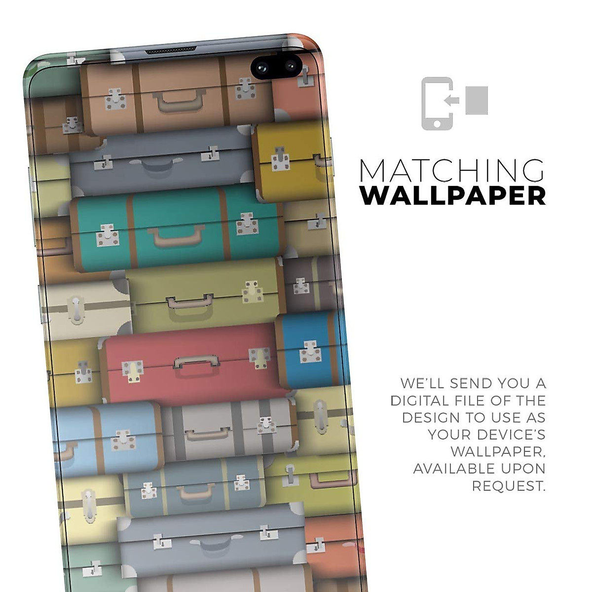 DesignSkinz Multicolored Traveling Suitcases Protective Vinyl Decal Wrap Skin Cover Compatible with The Samsung Galaxy S20 (Screen Trim & Back Glass Skin)