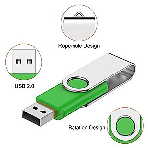 64GB Flash Drive, JEVDES 3 Pack Swivel Data Storage USB Flash Drive USB 2.0 Flash Drive Thumb Drives with LED Indicator, Jump Drive Zip Drive Memory Sticks (3 Mixed Color with Lanyards)