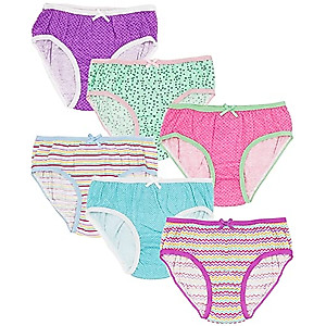 MISS POPULAR Girls 6-Pack Soft Cotton Underwear Tagless Basic Panty Briefs| Sizes 2T - 14/16 (7/8, Combo D)