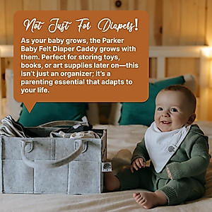 Parker Baby Diaper Caddy - Nursery Storage Bin and Car Organizer for Diapers and Baby Wipes - Grey