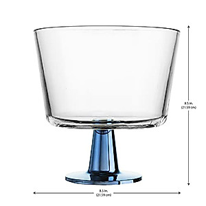 Elegant Home Glass Color Footed Trifle Fruit/Salad Bowl (Blue)