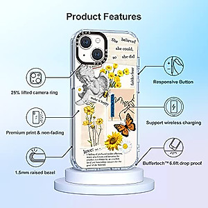 MOSNOVO Compatible with iPhone 14 Plus Case, [Buffertech 6.6 ft drop Impact] [Anti Peel Off Tech] Clear TPU Bumper Women Girl Phone Case Cover with Vintage Collage Art Designed for iPhone 14 Plus 6.7"