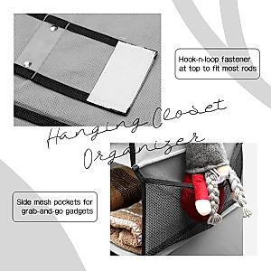 6 Shelf Hanging Closet Organizers Storage Easy Mount Collapsible Accessory Closet Shelf Organizer, Baby Nursery Sweater or Shoe Organizer (Gray)