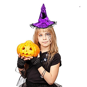 Oarkive Witch Headband Cute Witch Hat Halloween Mini Toddler Witch Hat Small Baby Witch Hat Witches Headband for Women Girls Kids for Halloween Party Cosplay Witch Costume Hat Favors Supplies