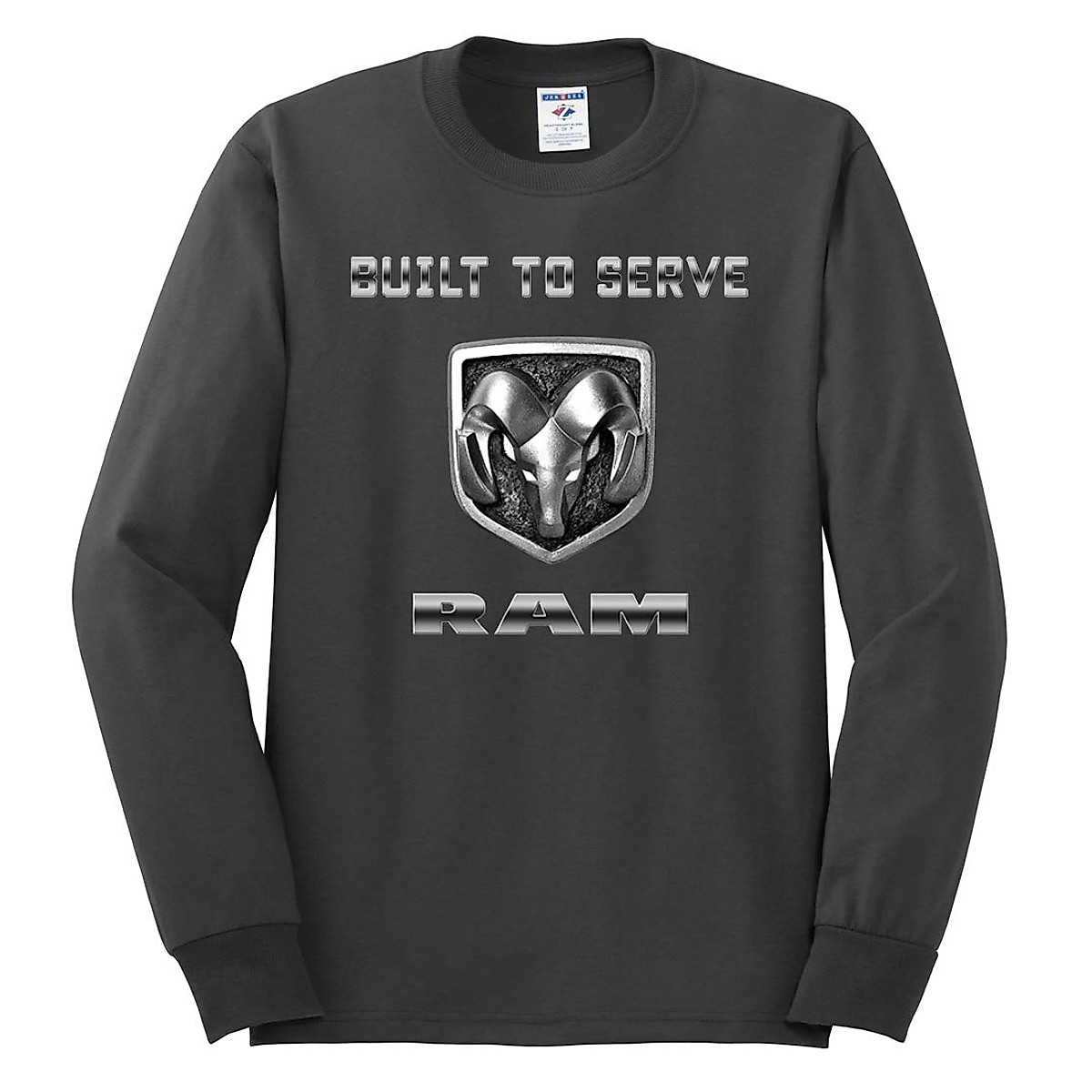 Dodge Ram Logo Retro Guts Glory USA Cars and Trucks Mens Long Sleeve Shirt, Charcoal, X-Large