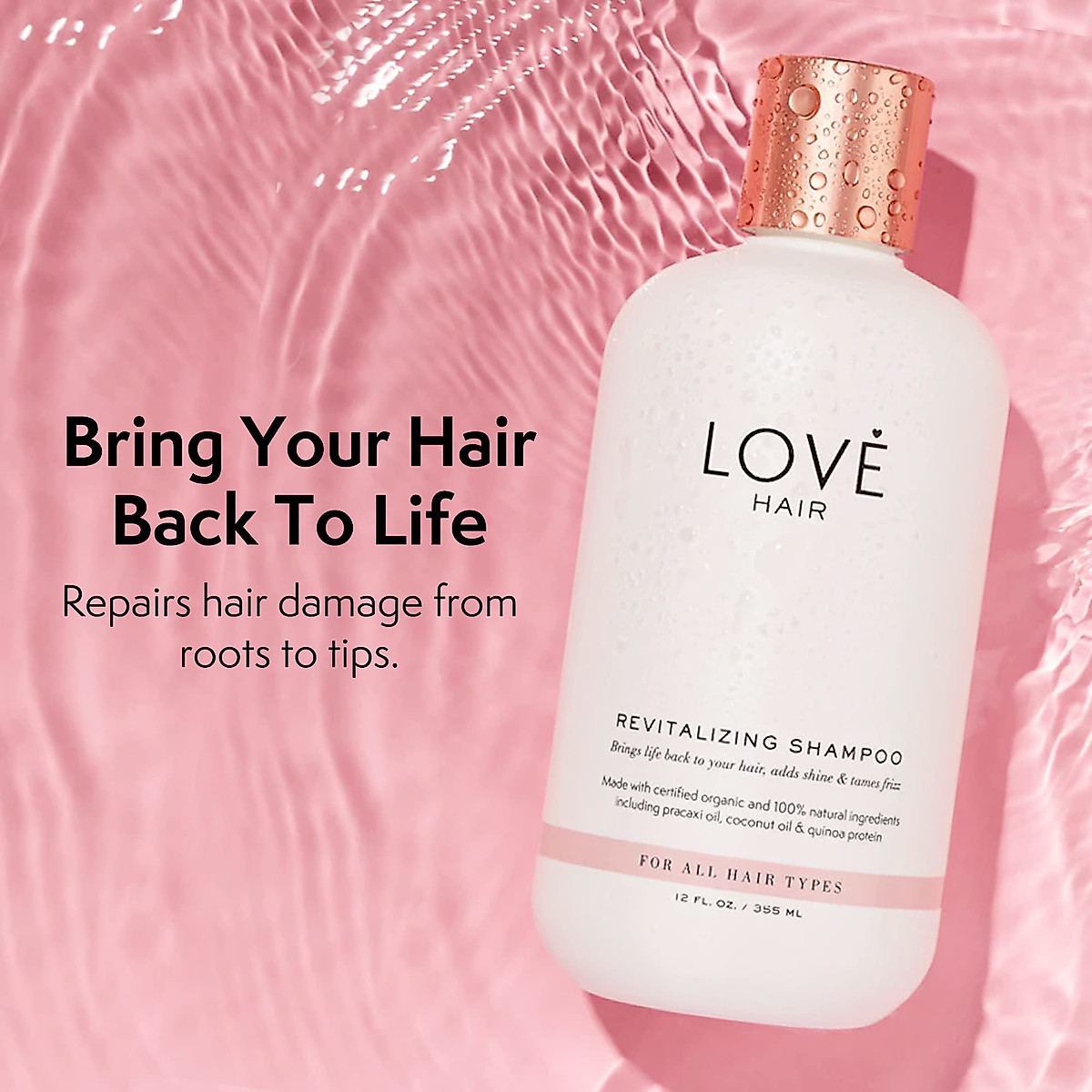 Love Hair - Revitalizing Shampoo, Natural Shampoo, Clarifying Shampoo for All Hair Types, Paraben & Sulfate-Free, Vegan & Cruelty-Free, No Synthetic Fragrance Hair Products, 12 Oz