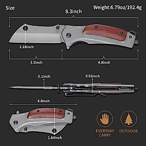 sharpken Pocket Knife,Pocket Folding Knife with Clip, Glass Breaker and Line Lock.