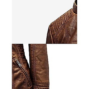 Hoffen Premium Vegan Leather Jacket for Women with Detachable Hood - Seitig Model (Caramel, XXL)