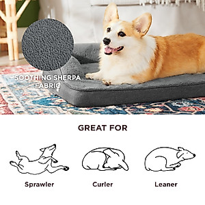Lesure Memory Foam Dog Bed for Large Dogs, Large Orthopedic Dog Bed Sofa with High Support Reversible Egg Foam - Pet Couch with Removable Washable Cover and Waterproof Coating, Grey